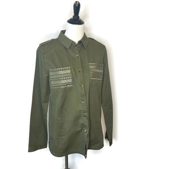 Blu Pepper | Tops | Blu Pepper Military Style Shirt Mixed Print Back ...